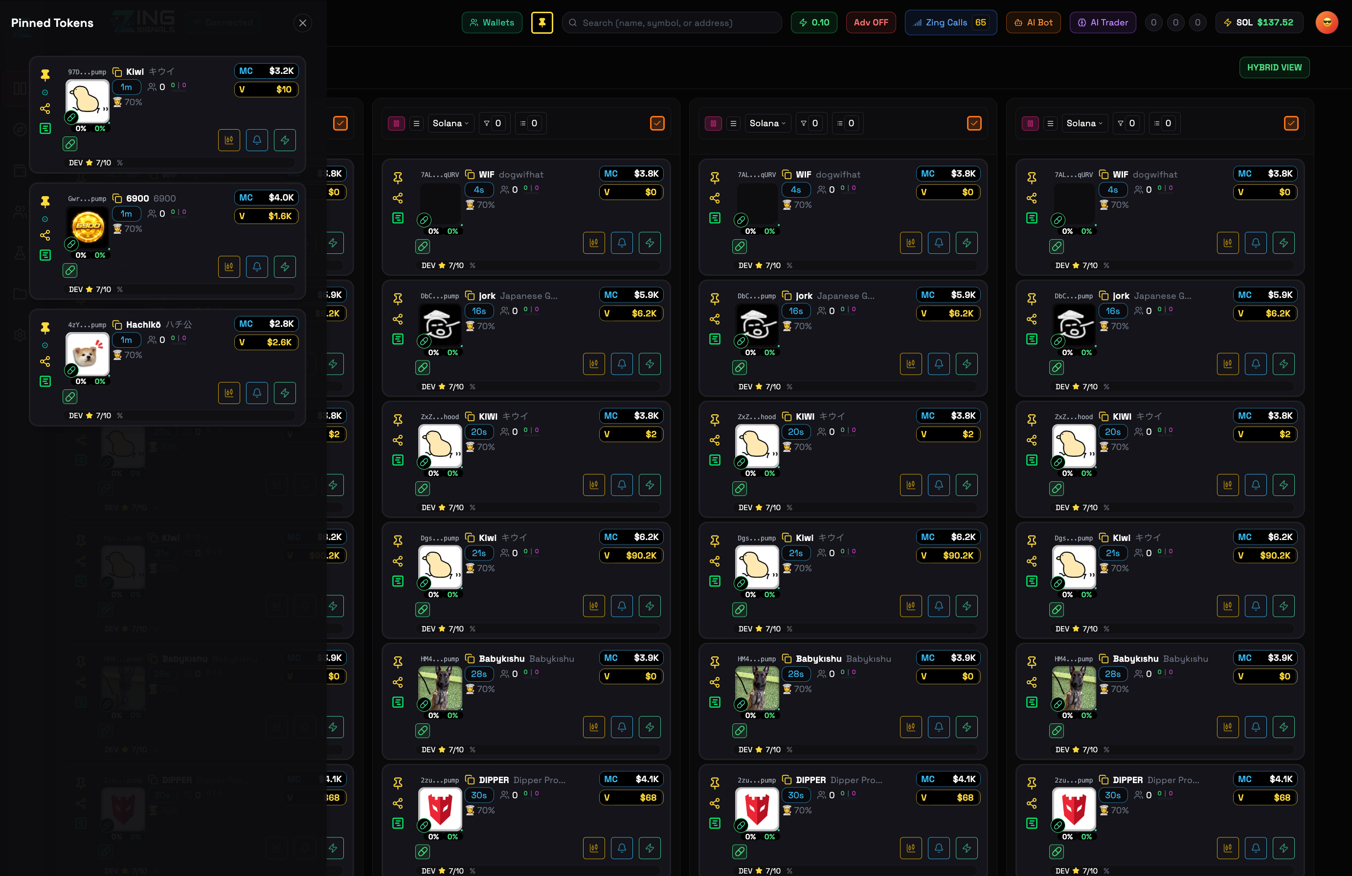 Zing Signals – Solana Memecoin Trading Intelligence